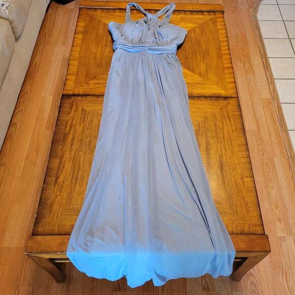 Birdy Grey | Dresses | Birdy Grey Smoky Blue Formal Chiffon Gown | Poshmark